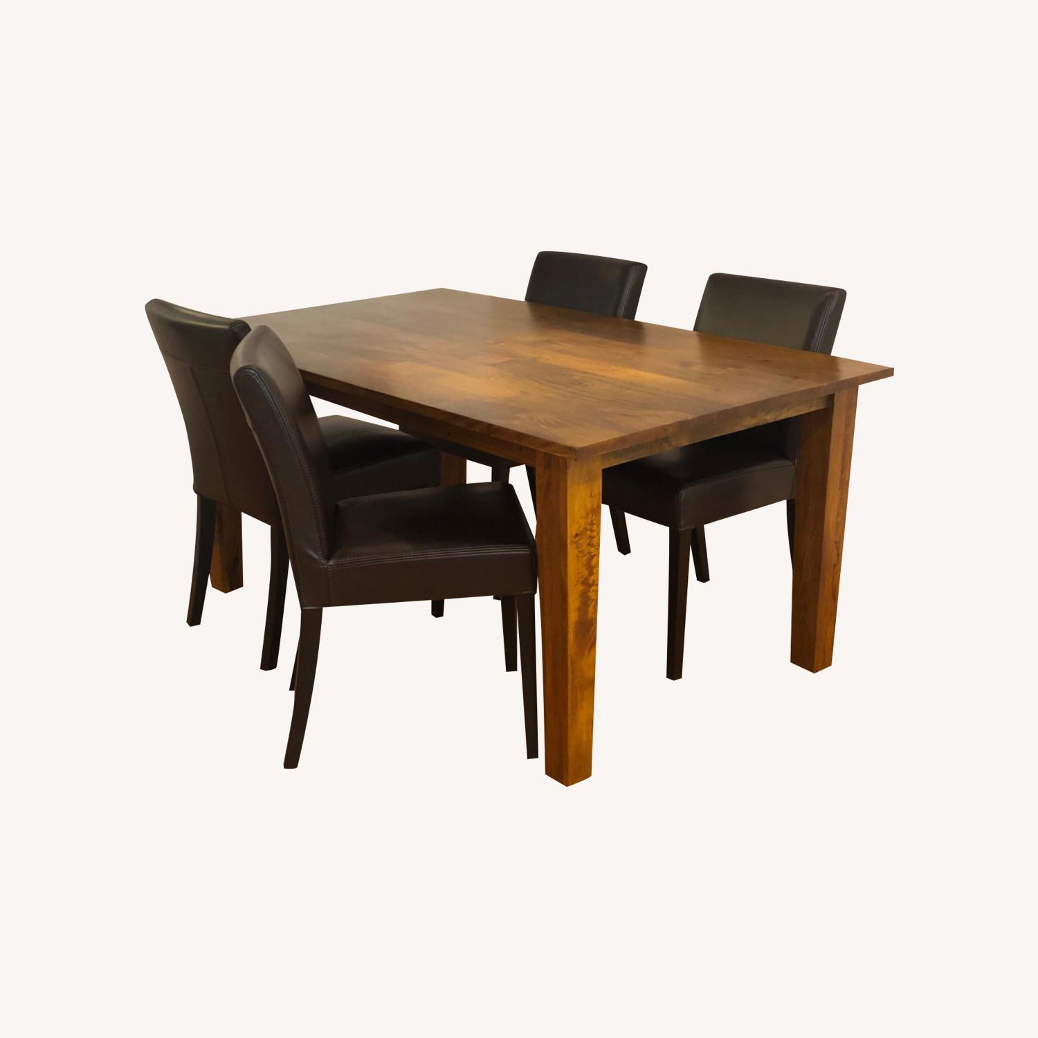 Crate & Barrel Basque Honey Dining Table with 4 Chairs - AptDeco
