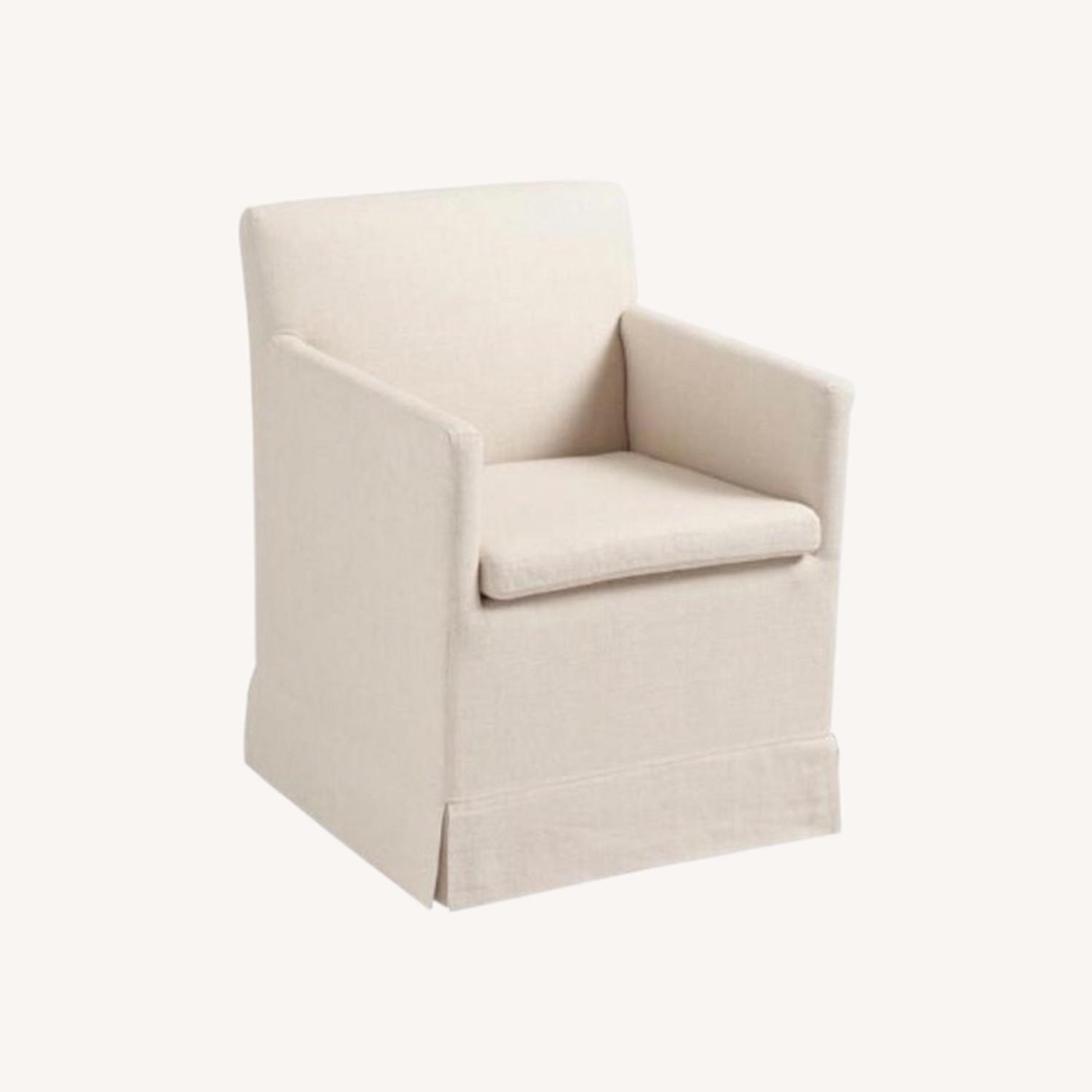 World Market Linen Dining Chairs on Castors - AptDeco