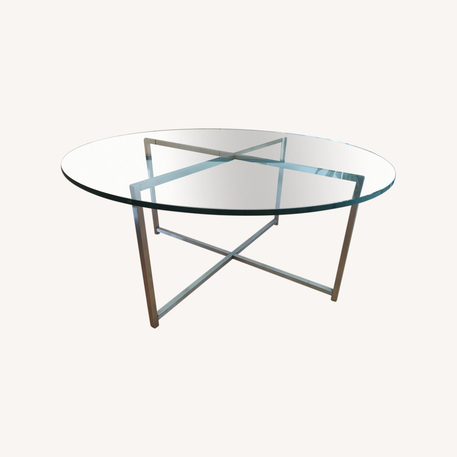 Room & Board Glass and Metal Round Coffee Table - AptDeco