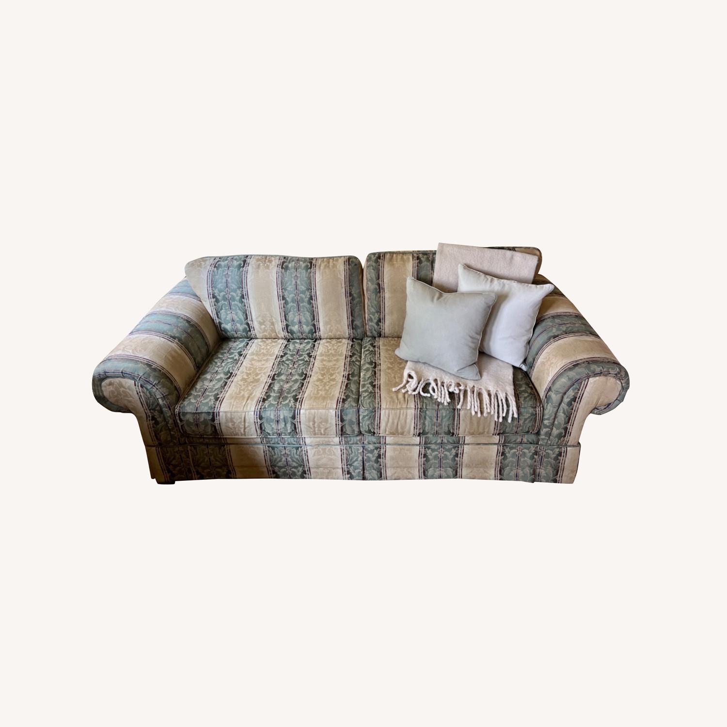 Hillcraft Skirted Roll Arm Sofa - AptDeco