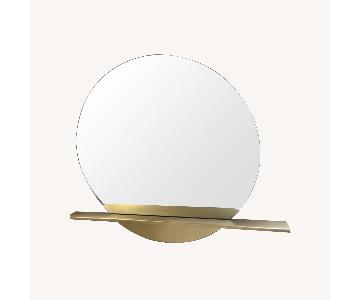 CB2 Perch 36" Round Mirror Brass Shelf - AptDeco
