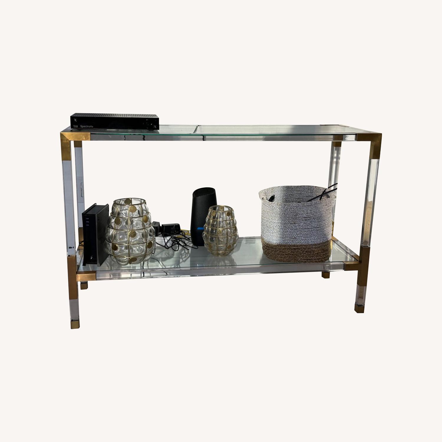 CB2 Glass and Gold TV Console - AptDeco