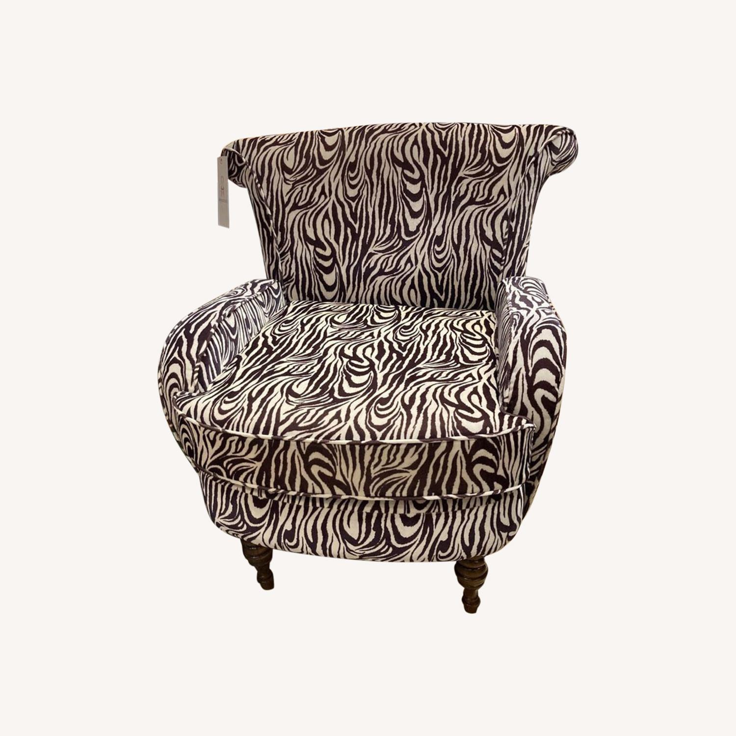 Wingback Velvet Zebra Patterned Chair - AptDeco