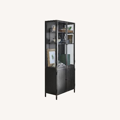 IKEA Bookcase Combination Black Metal Glass - AptDeco