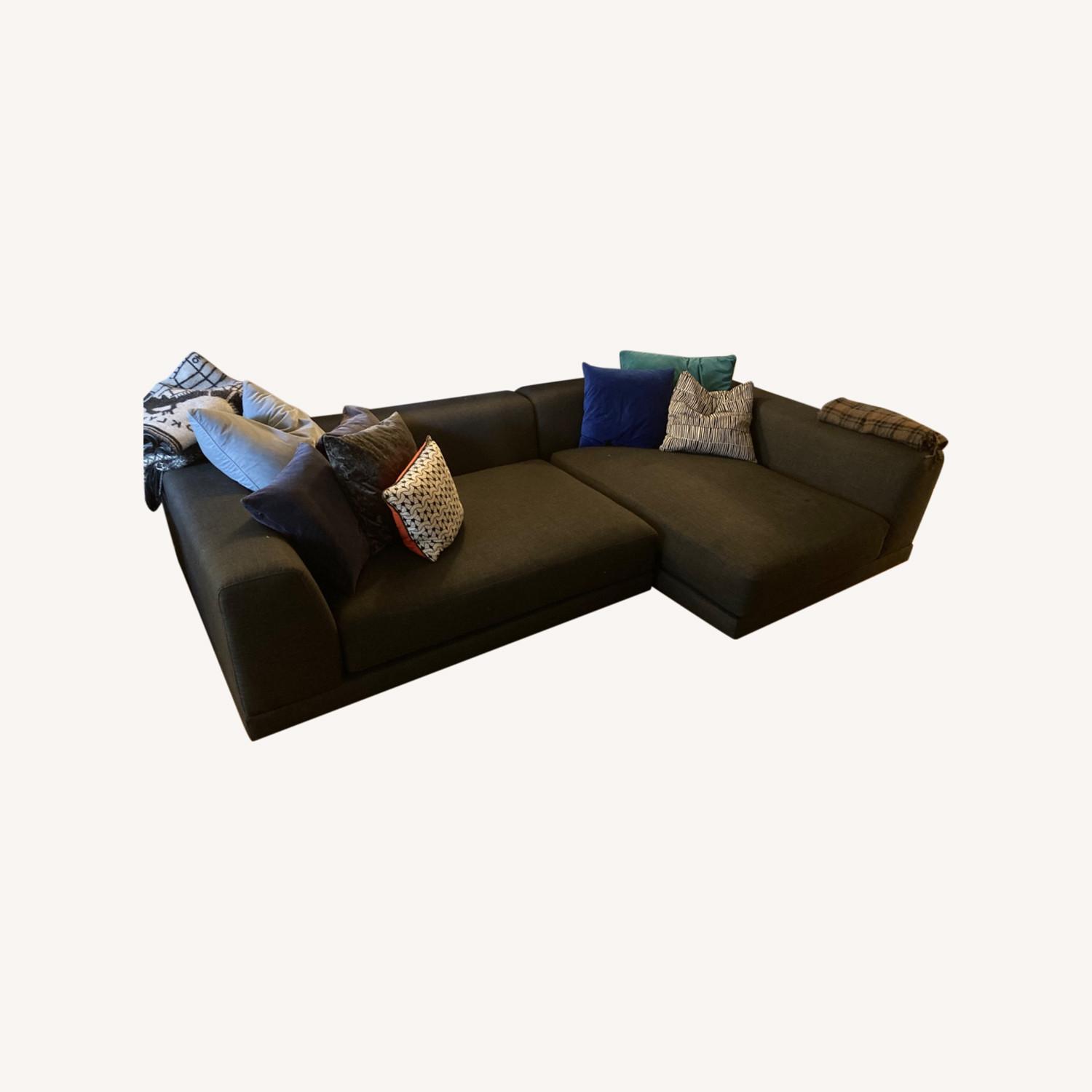 CB2 Dark Gray Uno Sectional - AptDeco