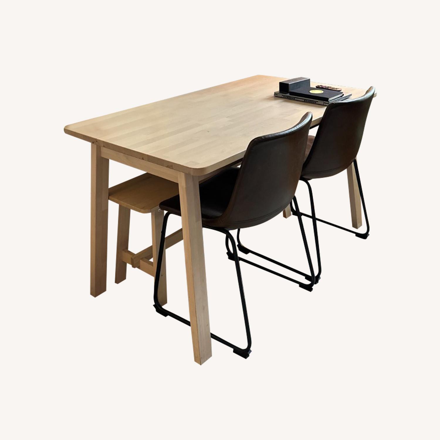 IKEA Birch Dining Table With Matching Benches - AptDeco