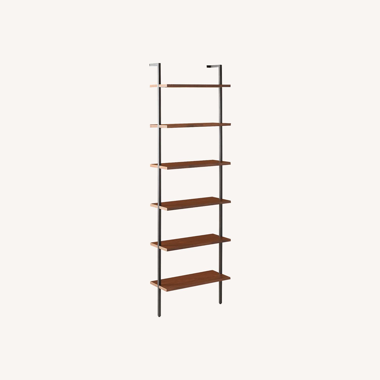 CB2 Helix 96" Walnut Bookcase - AptDeco