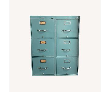 2 Vintage Blue Steelcase Filing Cabinets - AptDeco