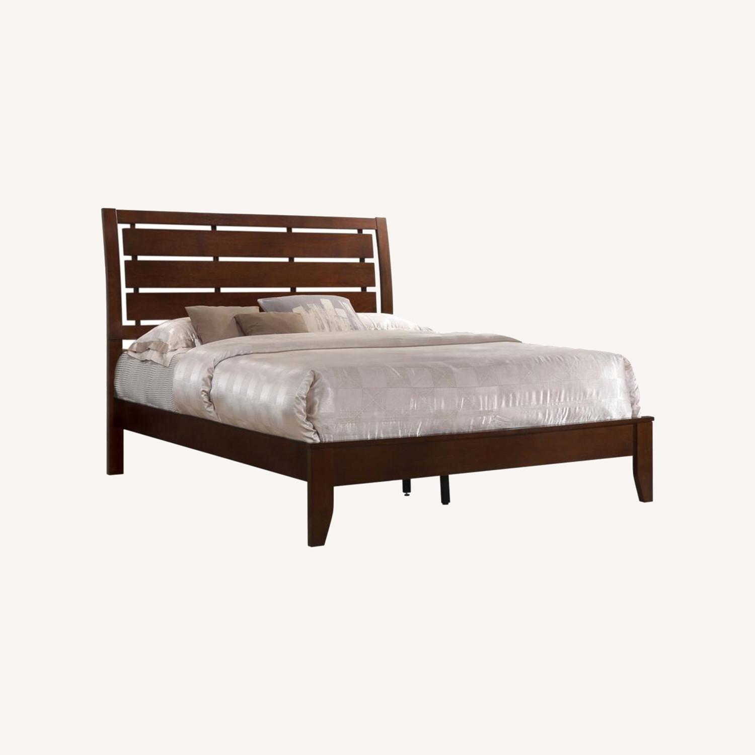 King Size Bed Frame In Solid Wood Merlot Finish - AptDeco