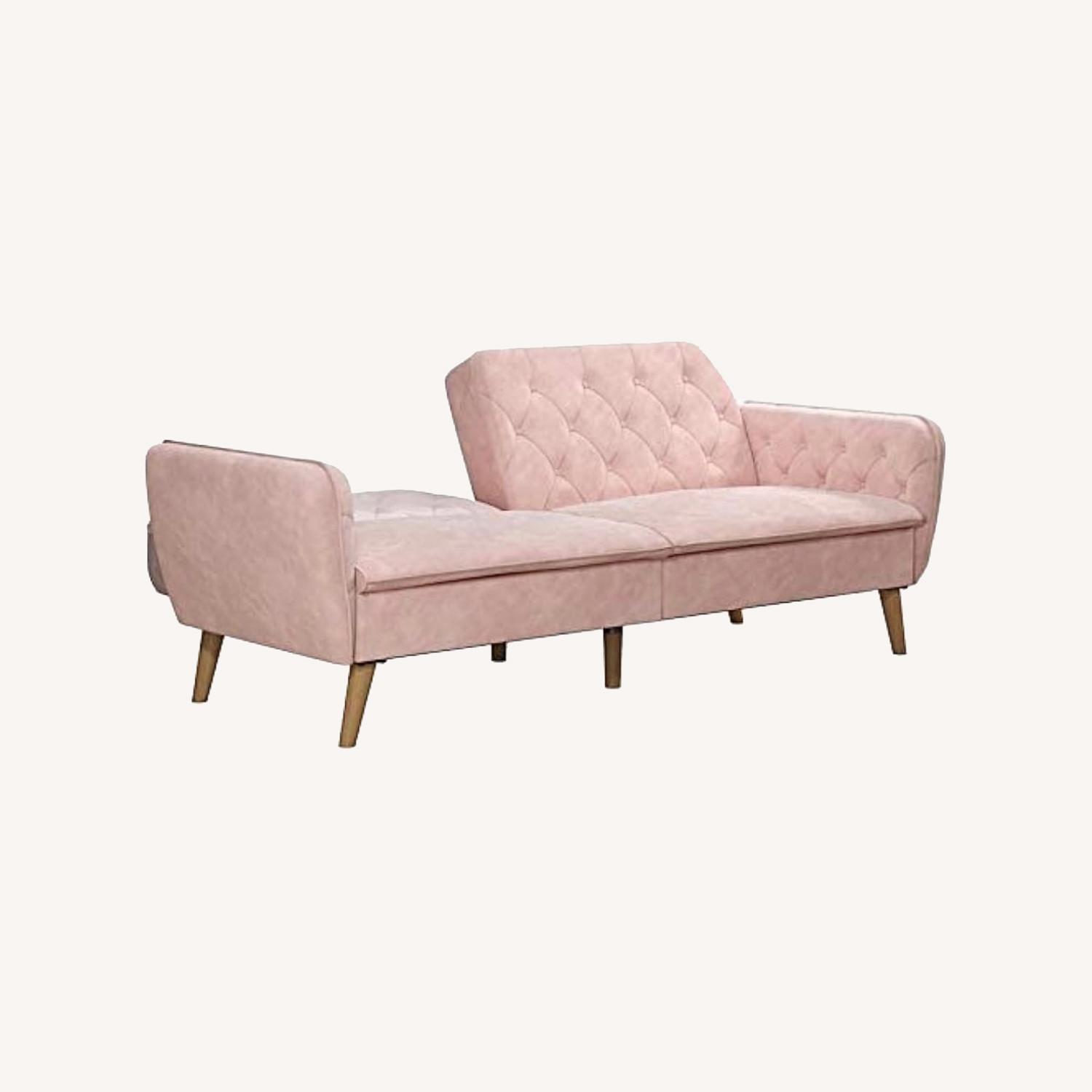 9 by Novogratz Velvet Pink Sleeper Sofa - AptDeco
