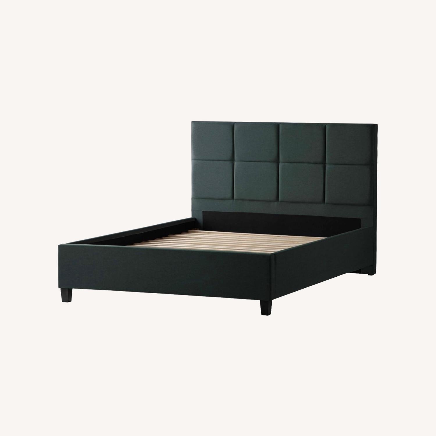 Queen Scoresby Designer Bed in Velvet Spruce Green - AptDeco