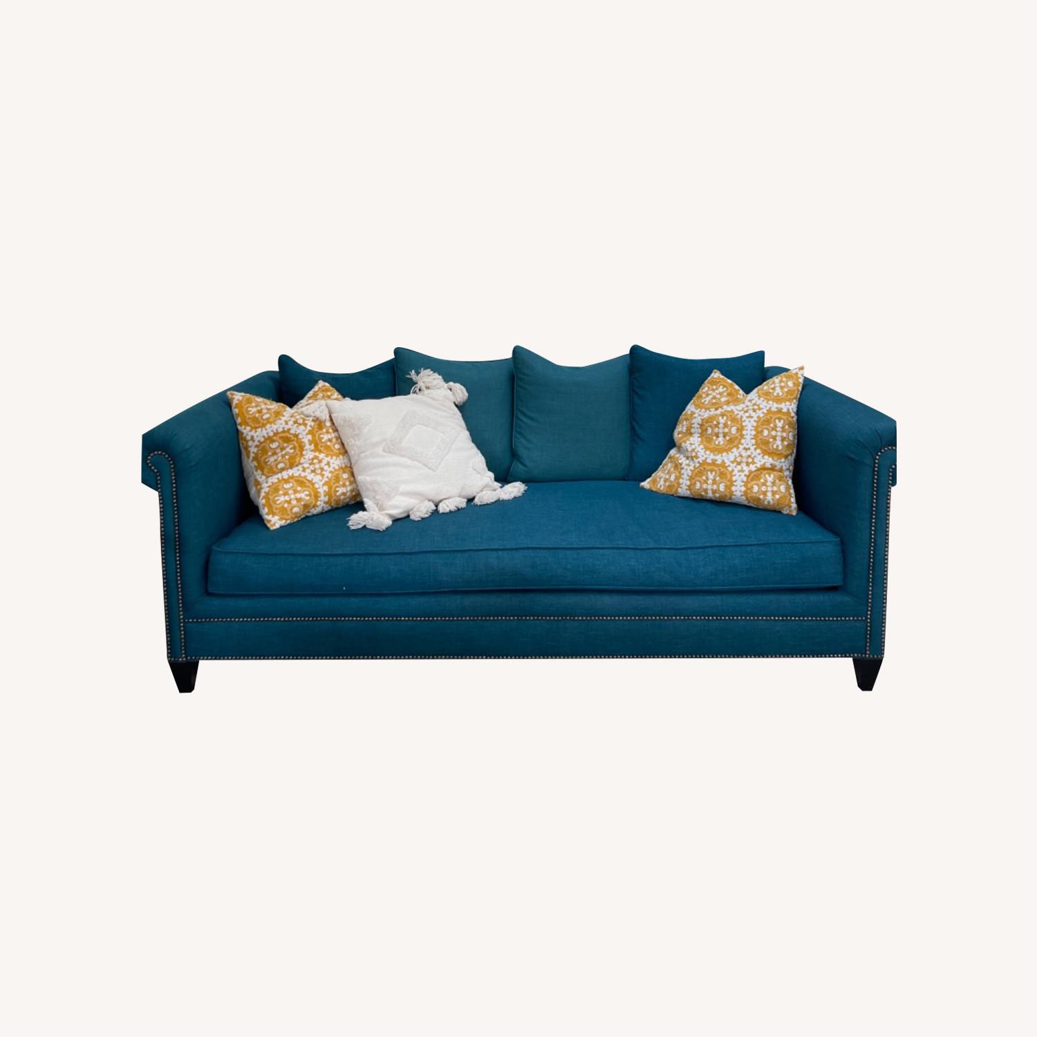 Crate & Barrel Blue Tailor Sofa - AptDeco