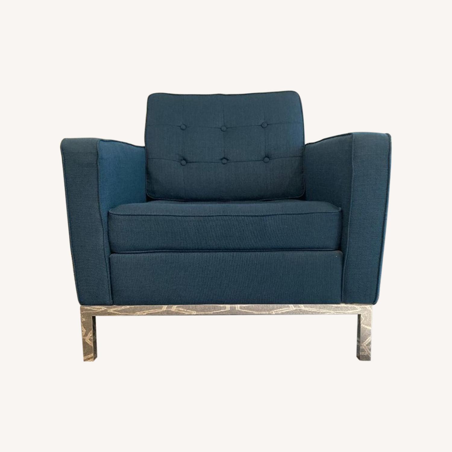 Azure Blue Wool Chair with Chrome Frame - AptDeco