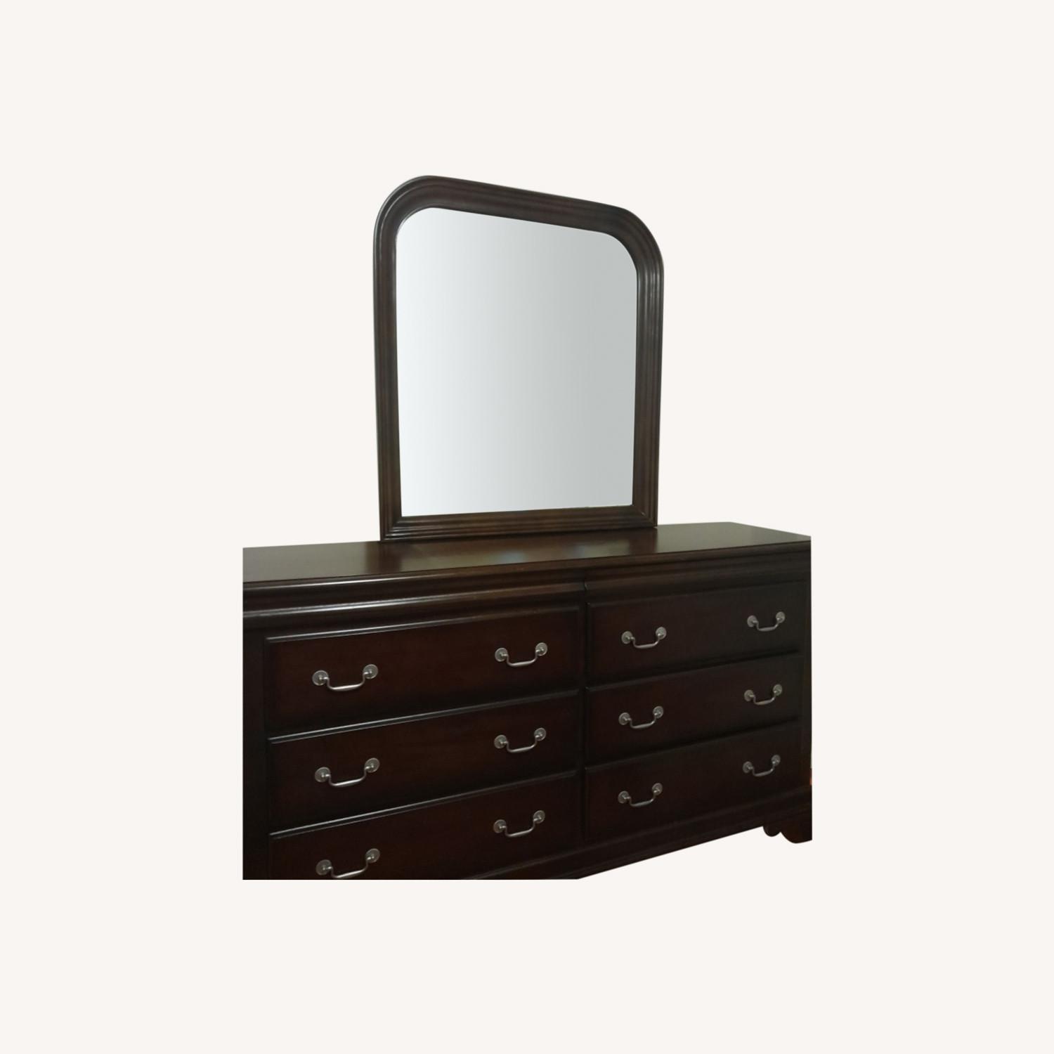 Louie Collection Cherry Dresser with Mirror - AptDeco