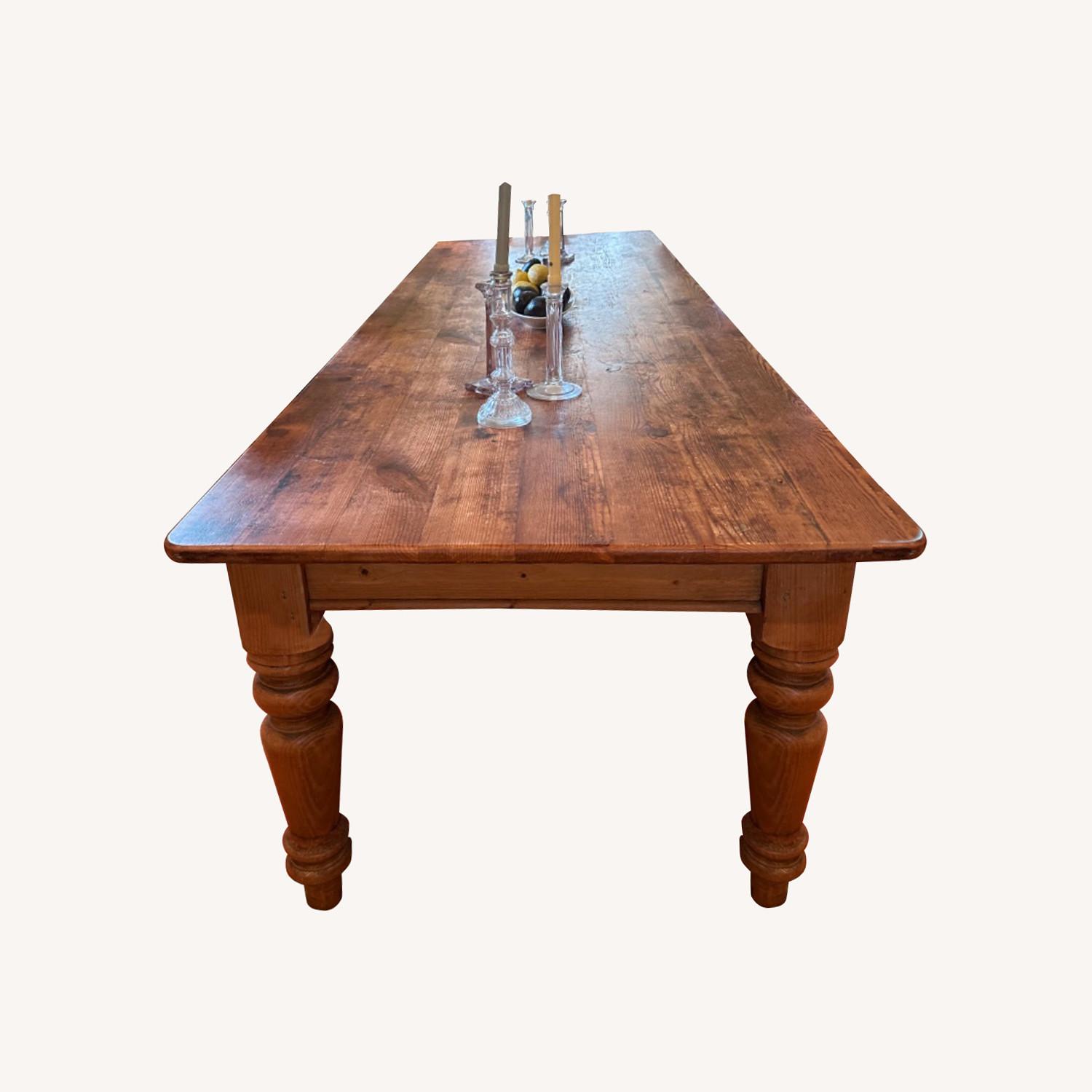 Solid Pine Lightly Distressed Farm Table - AptDeco