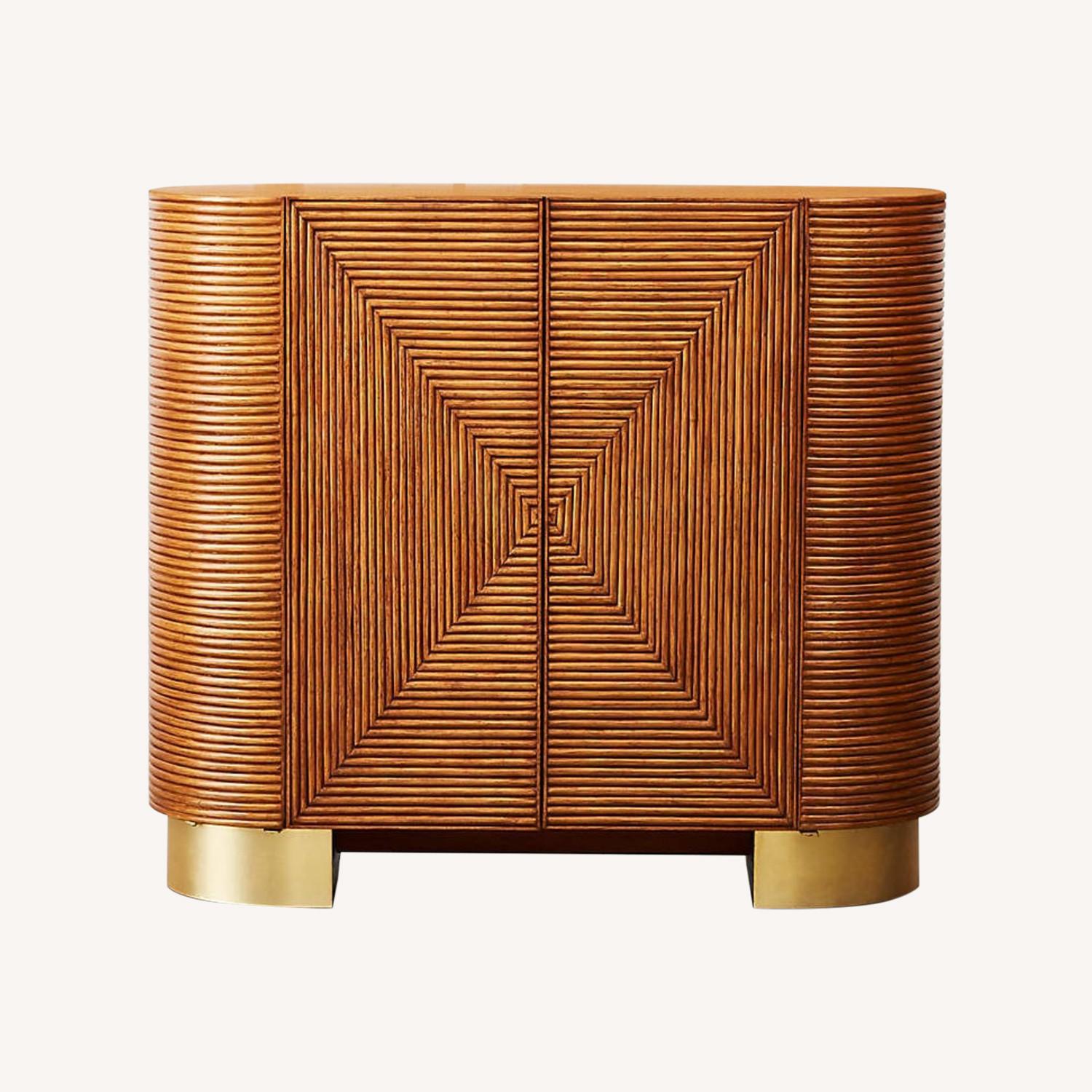 CB2 Avalon Rattan Bar Cabinet - AptDeco