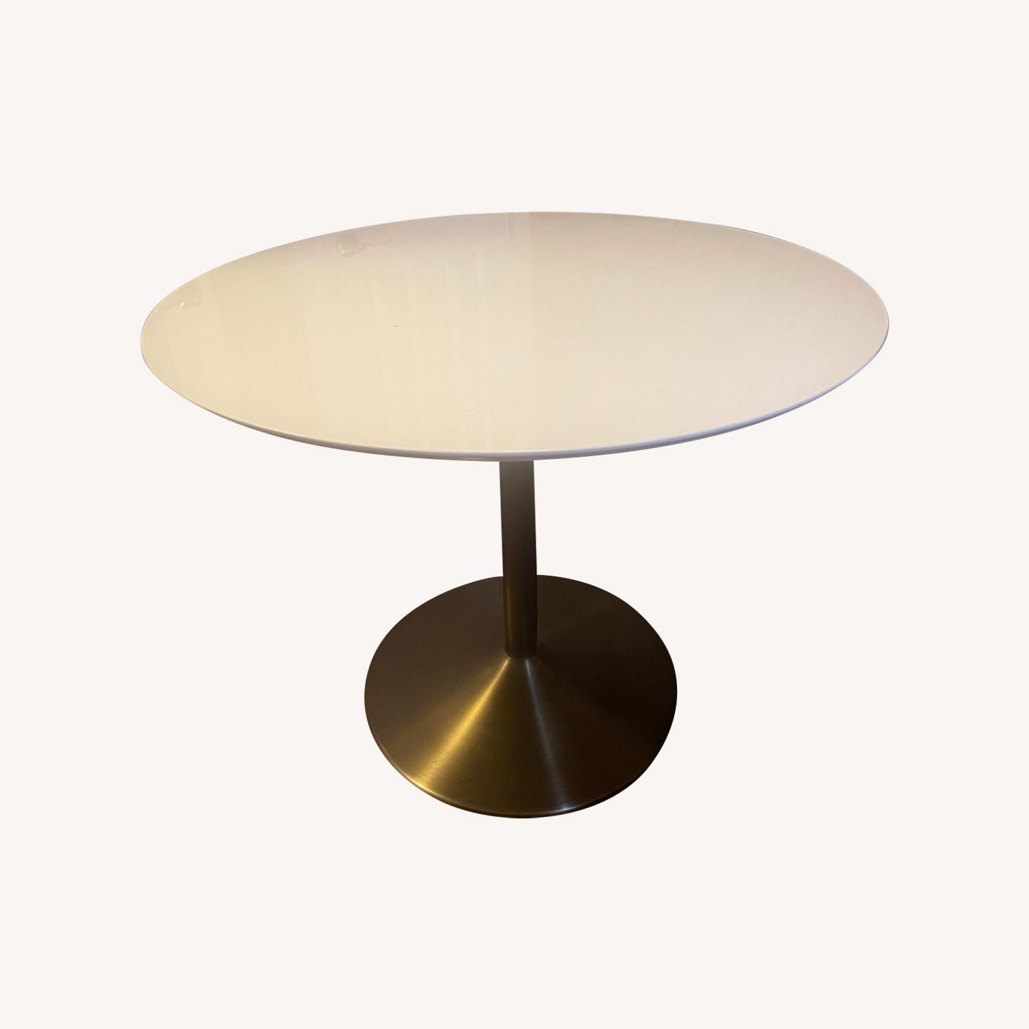 CB2 White Odyssey Brass Dining Table - AptDeco
