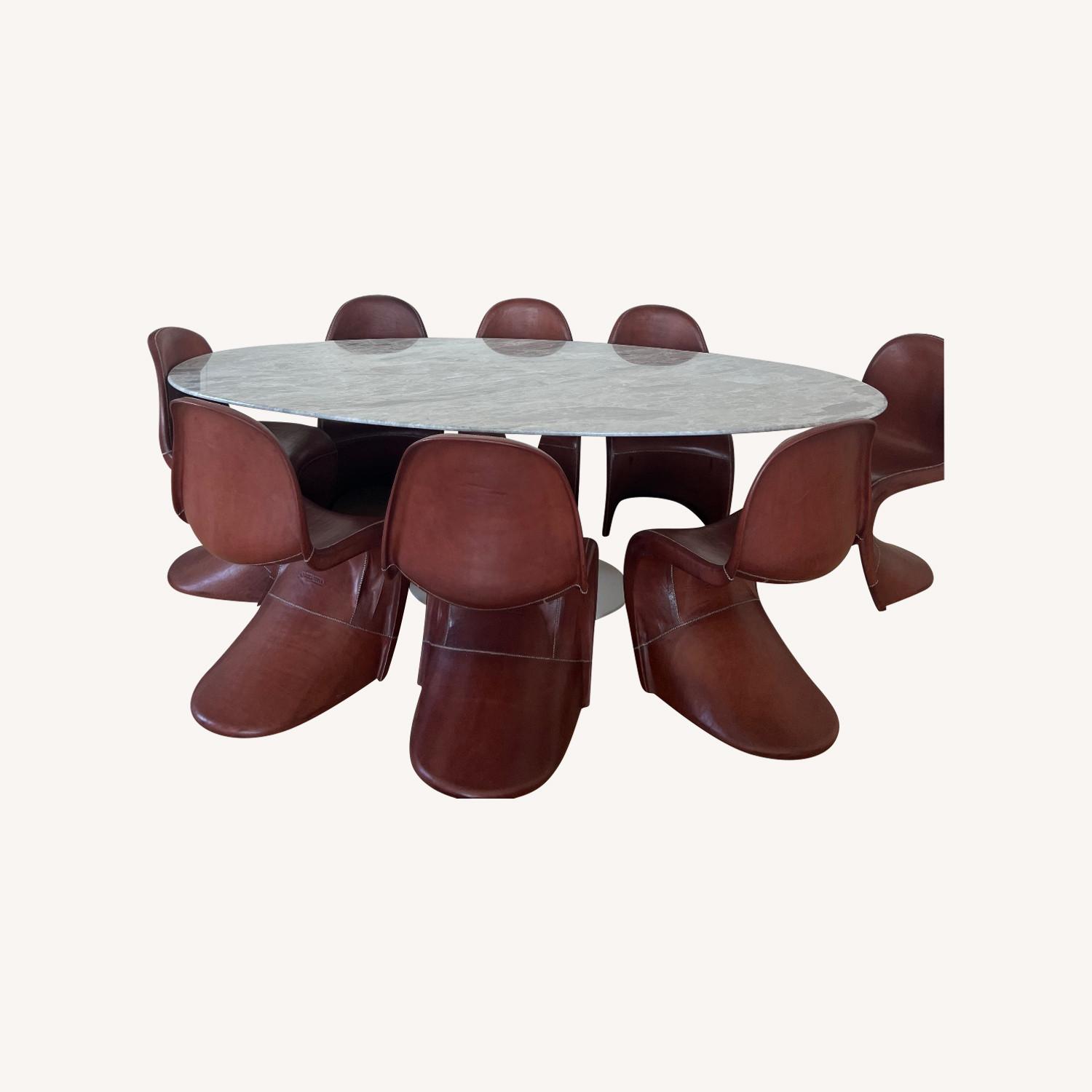 Custom Oval Table/Marble Tabletop/Tulip Base - AptDeco