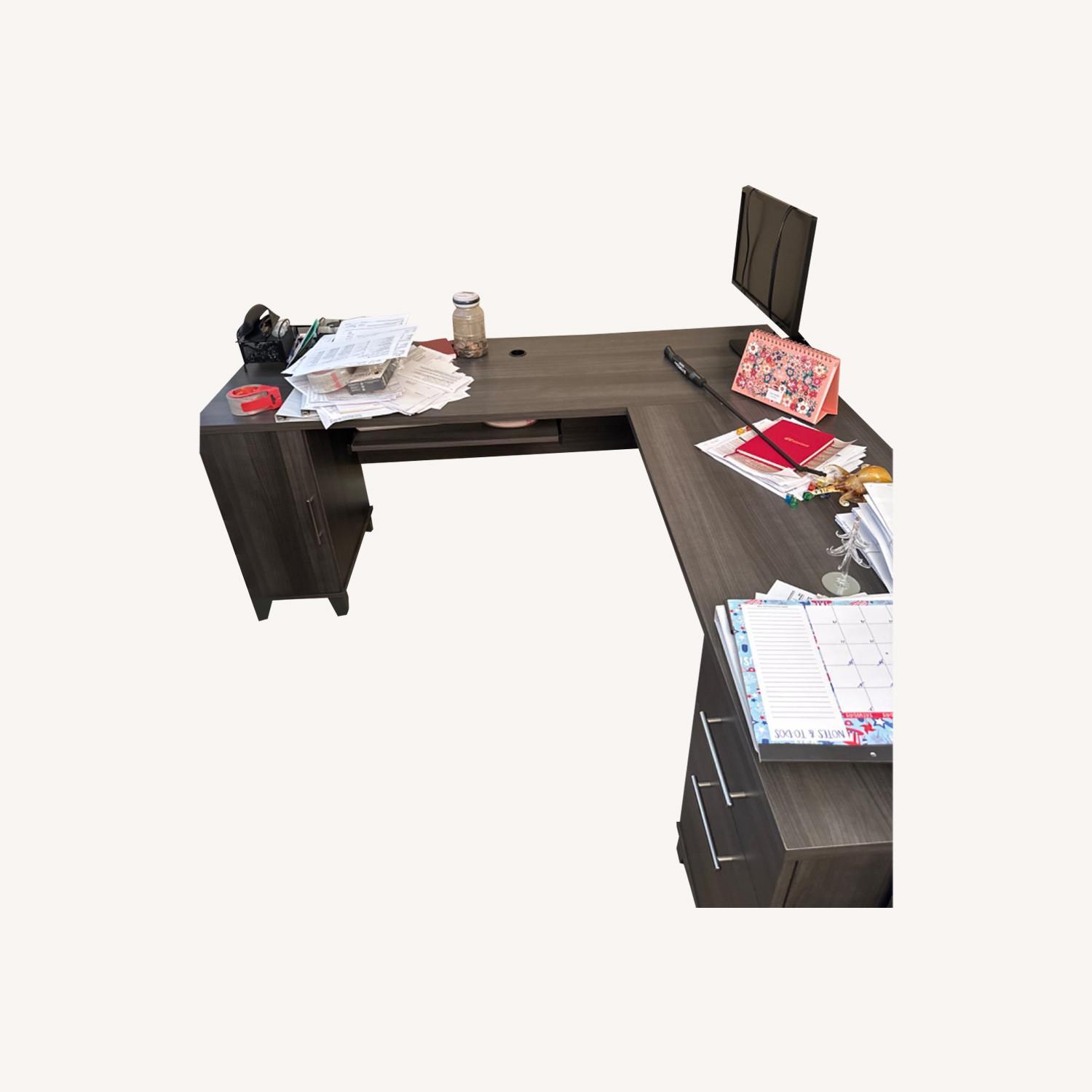 Dark Grey L Shaped Desk - AptDeco