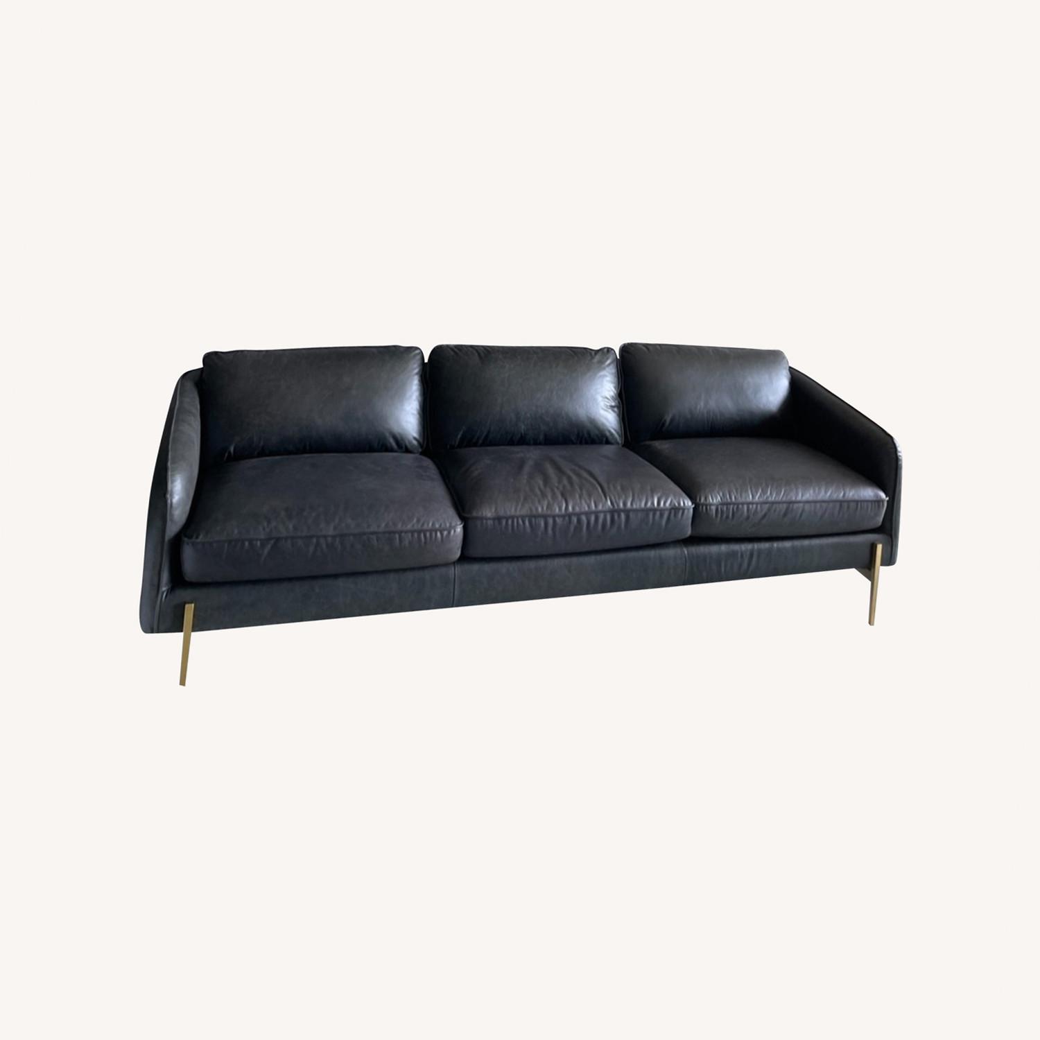CB2 HOXTON Black Leather Sofa