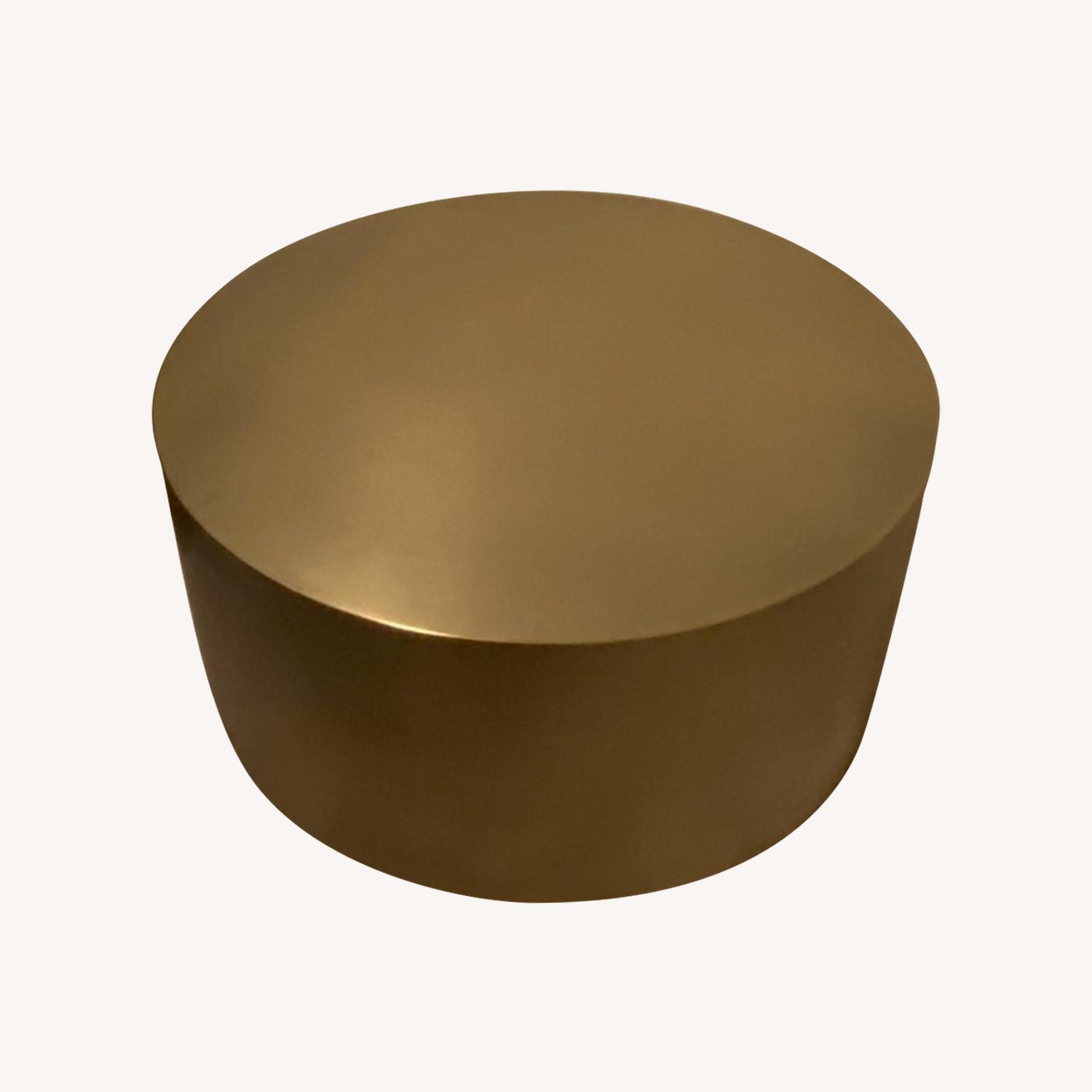 Brushed Bronze Drum Table - AptDeco