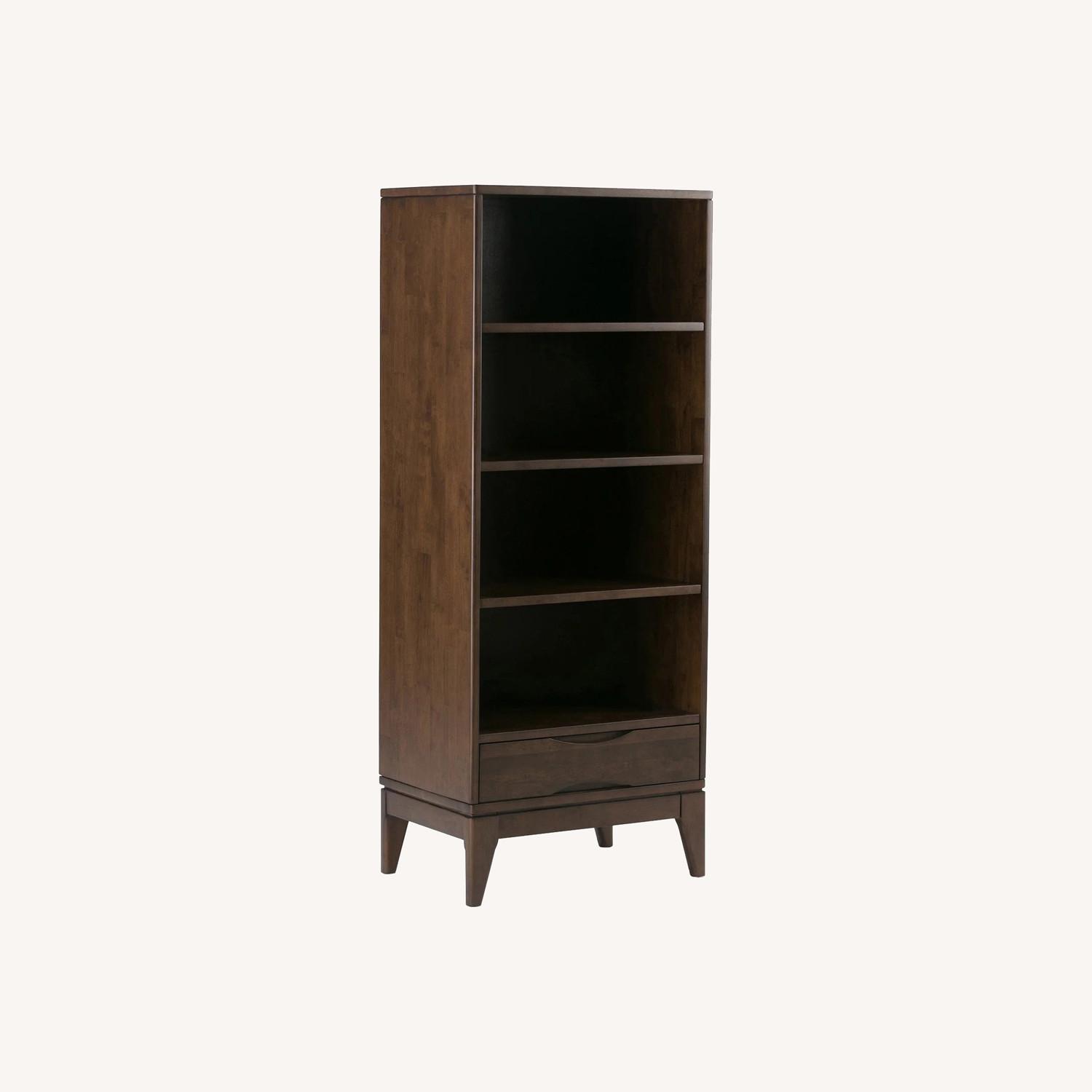 Walnut Brown Wood Bookshelf - AptDeco