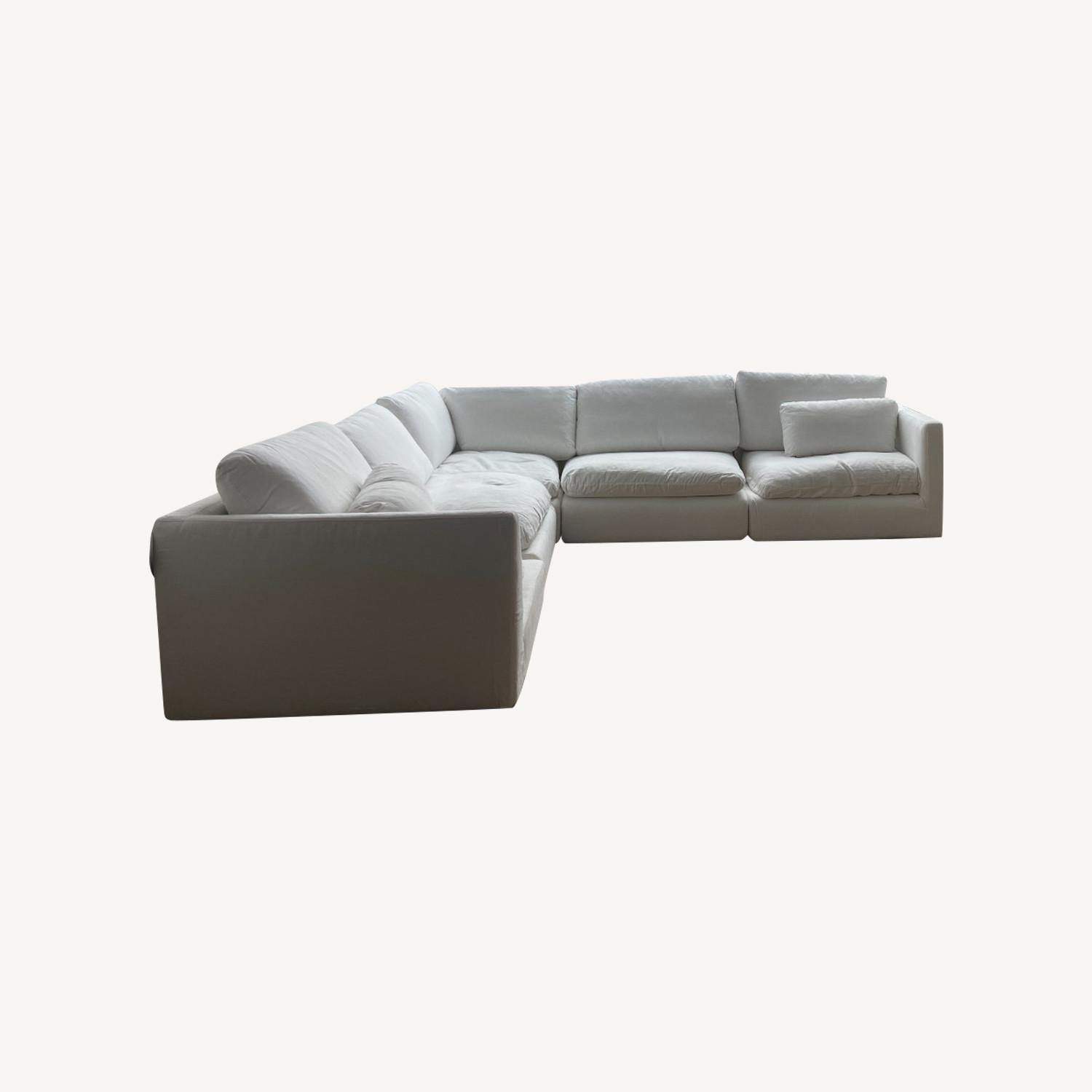White Linen RH Dupe Cloud Sofa Safavieh Sofa - AptDeco