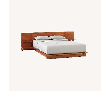 CB2 Andes Acacia Wood Platform Bed w Nightstands - AptDeco