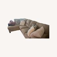 Calvin 2 Pience Almond Beige Right Arm Facing Sectional AptDeco