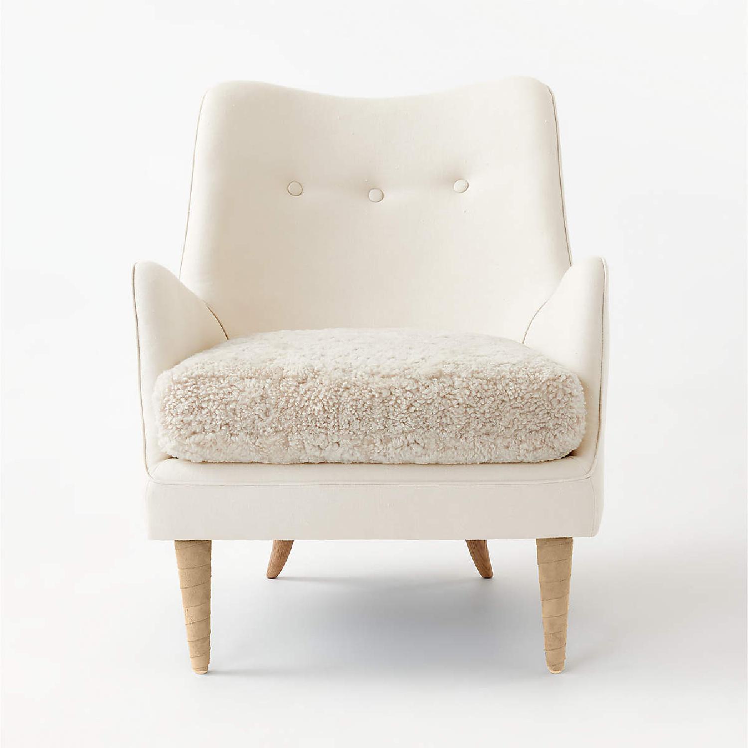CB2 Jed Linen & Shearling Chair - AptDeco