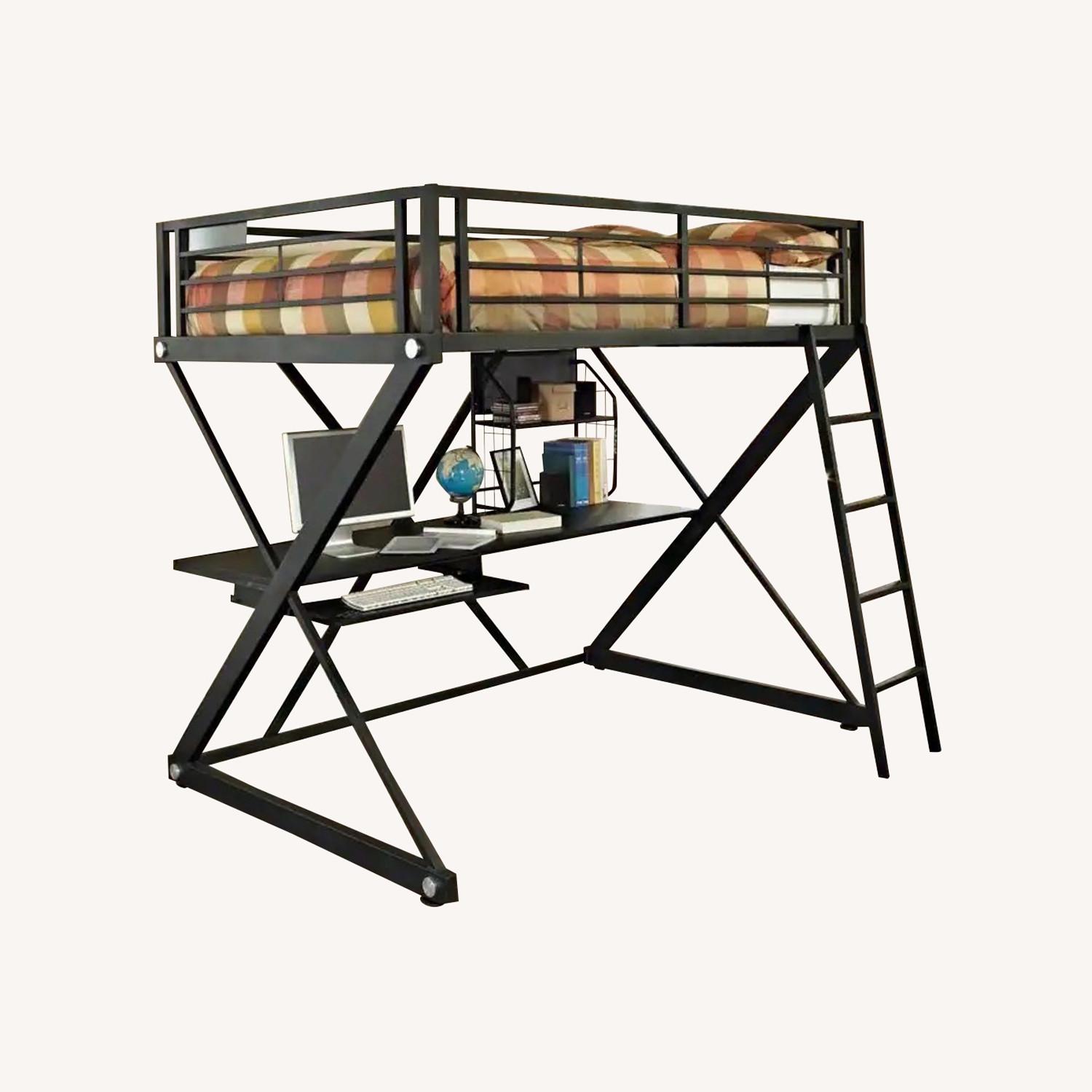 Black Metal Full Loft Bed Frame - AptDeco
