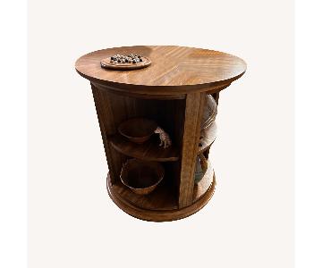Heavy Brown Rotating End Table - AptDeco