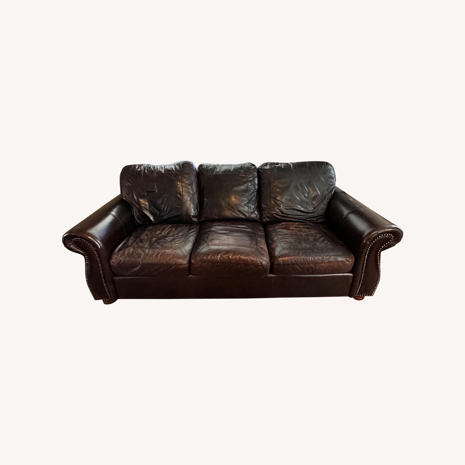 Legacy Leather Dark Brown Sofa - AptDeco