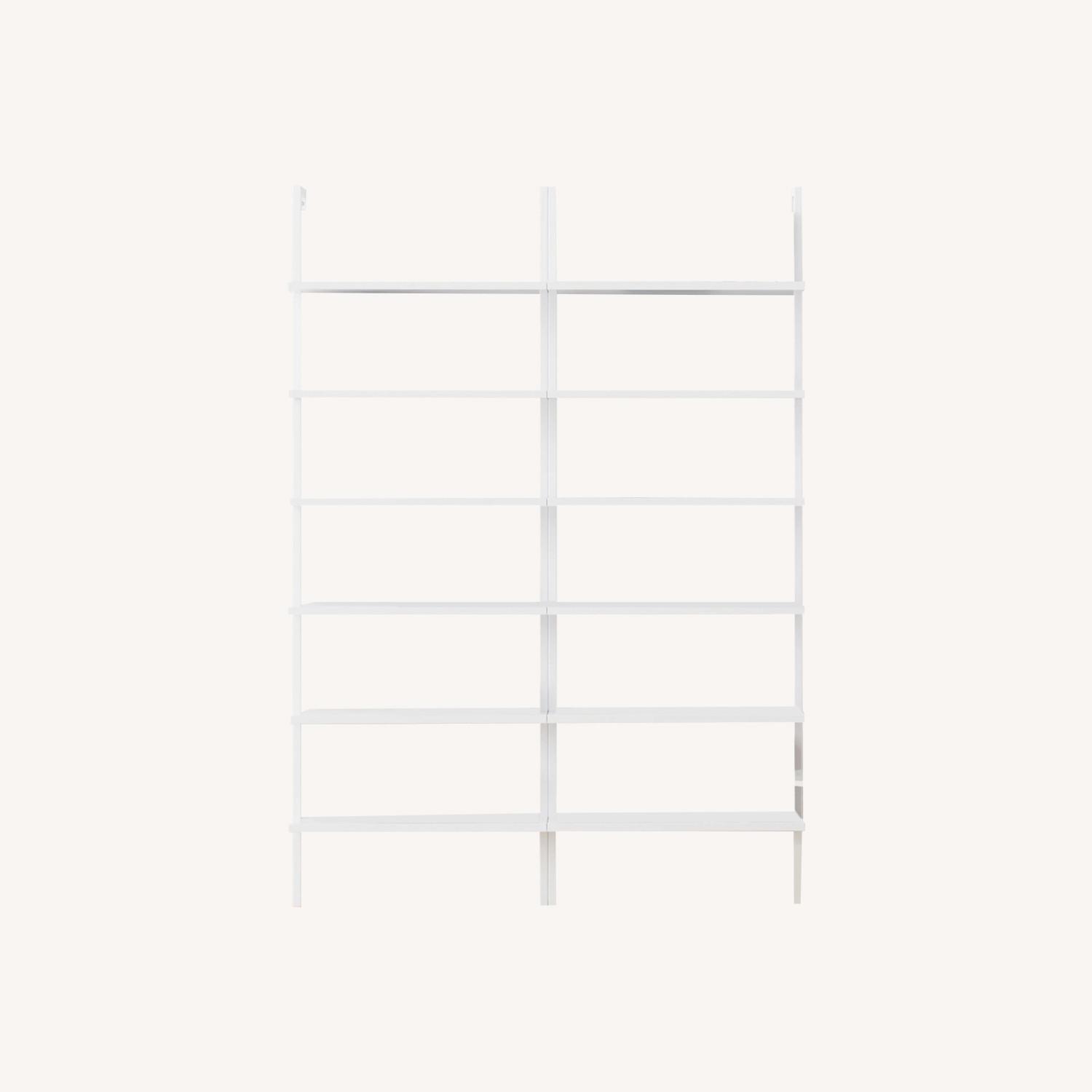 White Wall Mount Ladder Bookshelves (Set of 2) - AptDeco