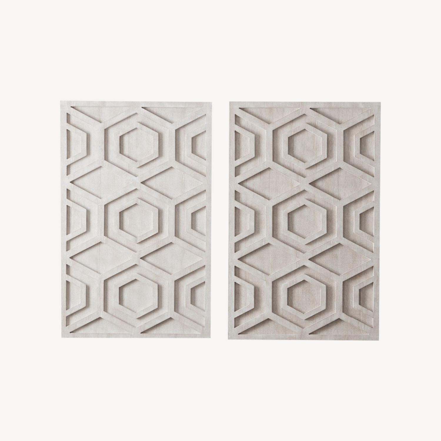West Elm Graphic Wood Hexagon Dimensional Wall Art - AptDeco