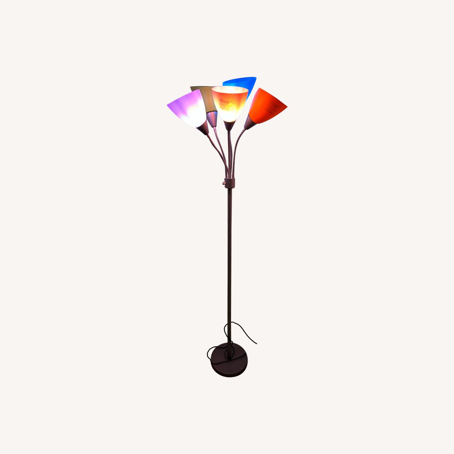 Silver 5-Arm Floor Lamp with Multi Color Shade - AptDeco