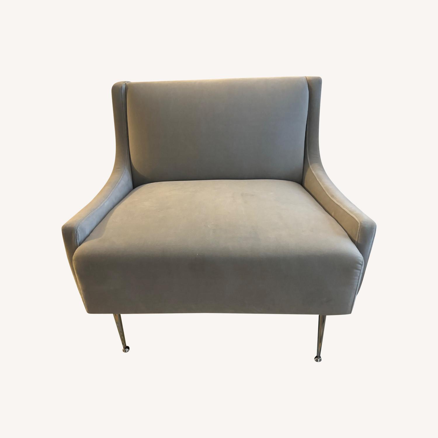 CB2 Sharkskin/light Grey Velvet Armchair - AptDeco