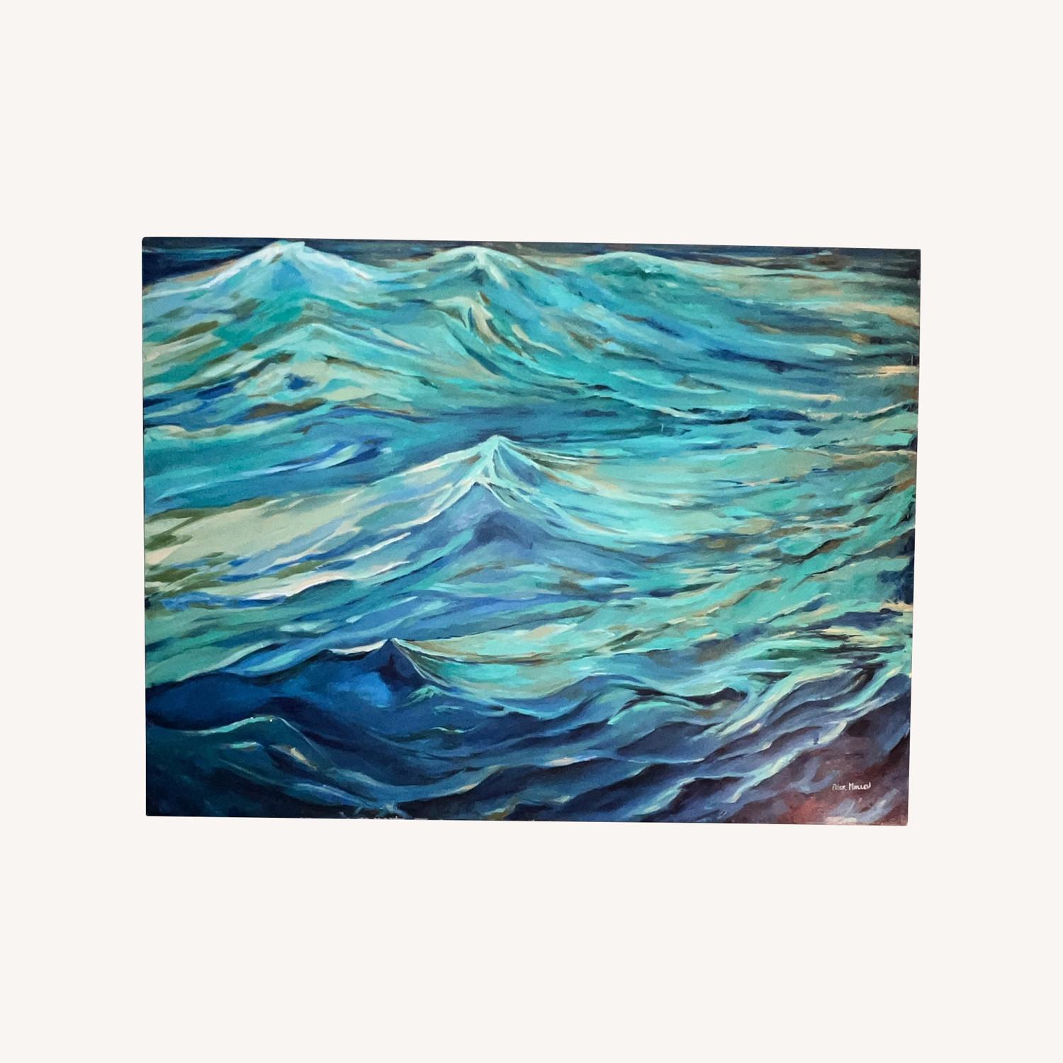 Water Water XIV Oil On Canvas Artist Peter Mallen - AptDeco