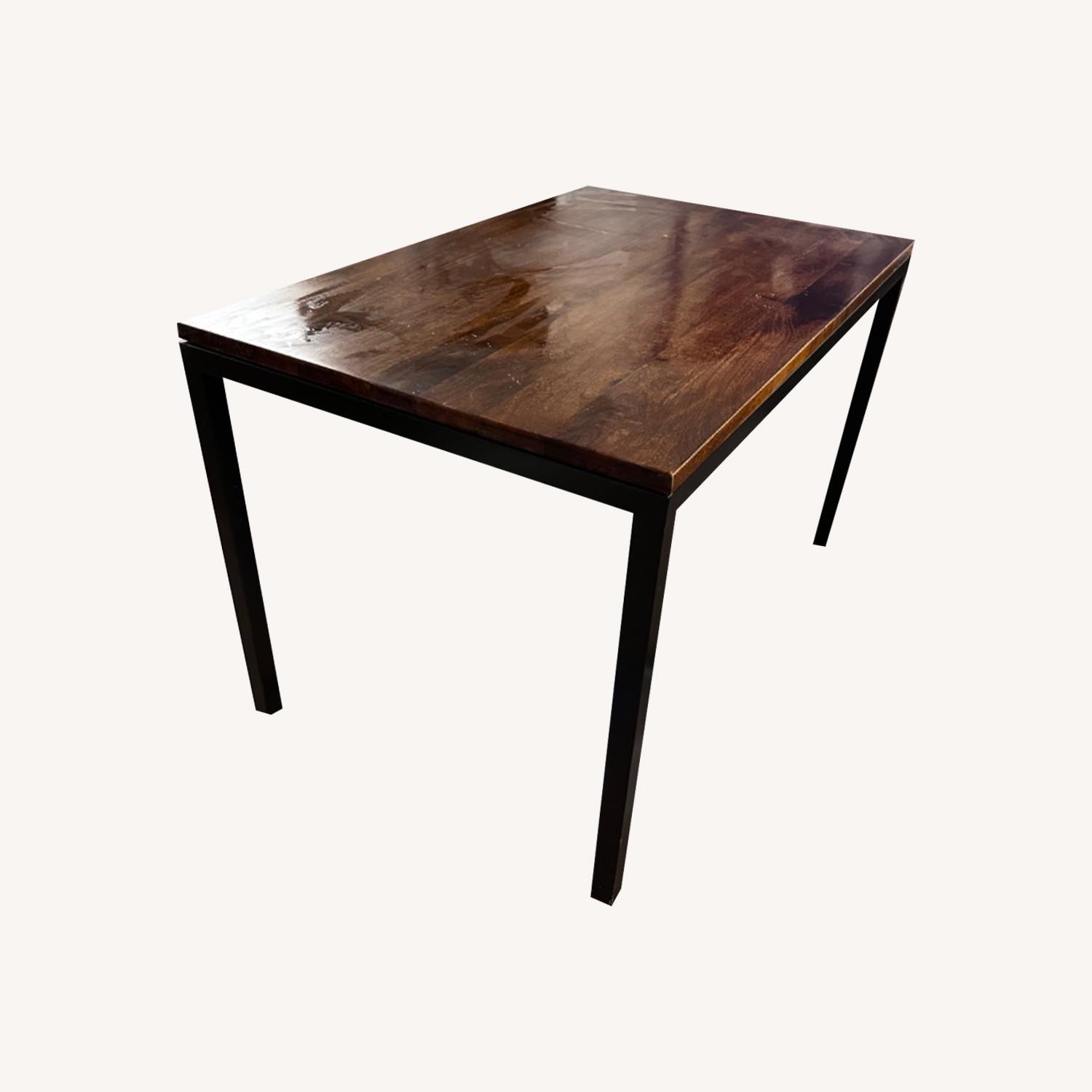 West Elm Parsons Walnut Metal Table - AptDeco
