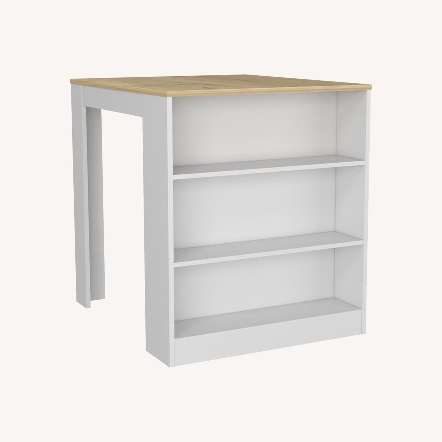 Counter Dining Table Toledo, White / Light Oak - AptDeco
