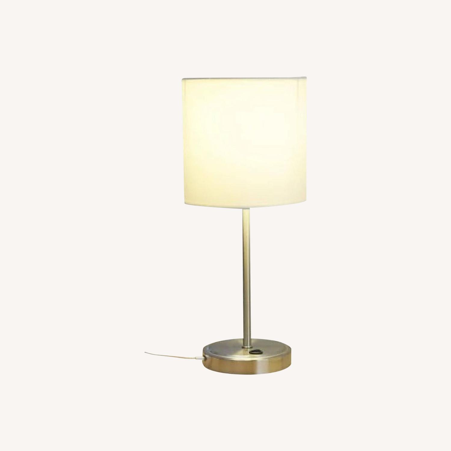 Silver Metal Stick Lamp with USB Port, 19"H - AptDeco