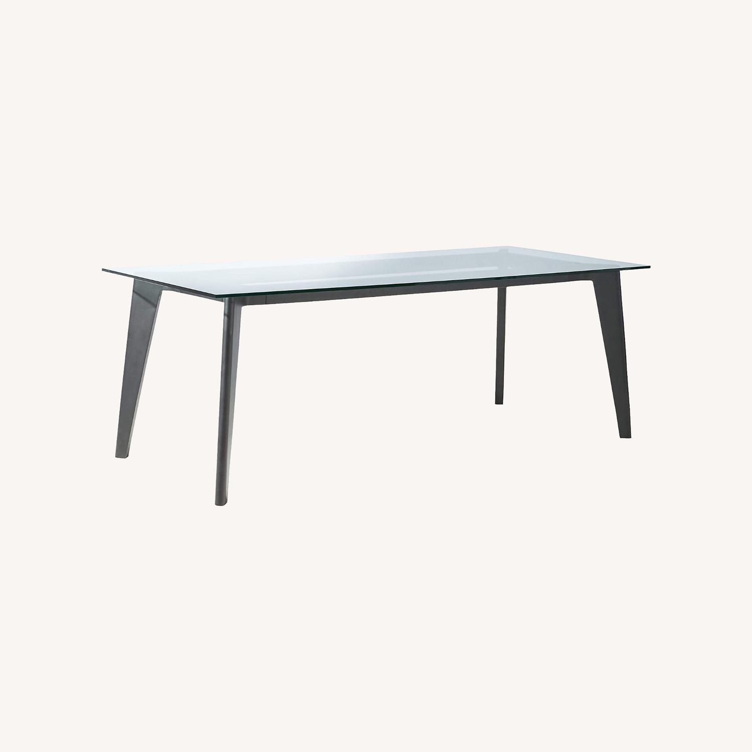 CB2 Harper Black Dining Table With Glass Top - AptDeco