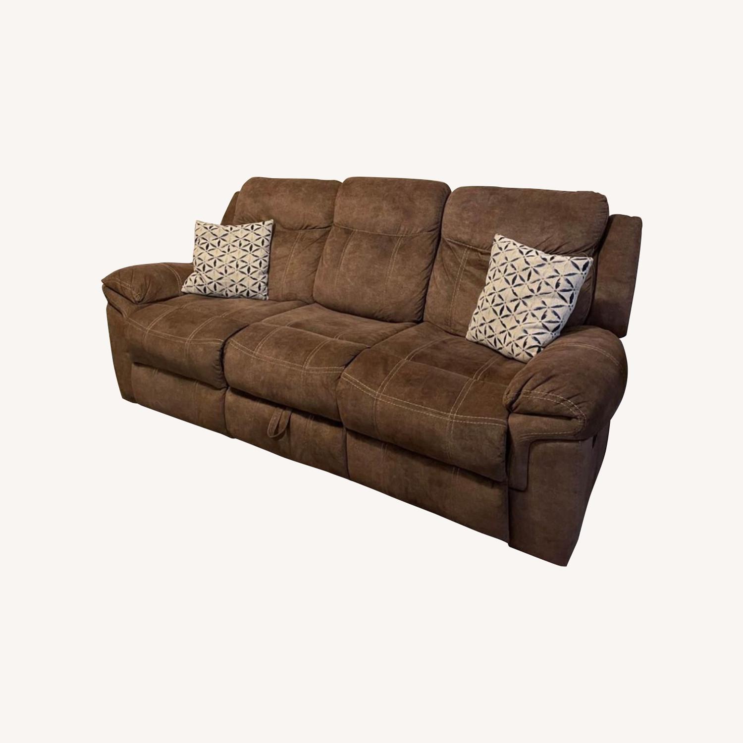 Ashley Sorrento Dark Brown Reclining Sofa - AptDeco
