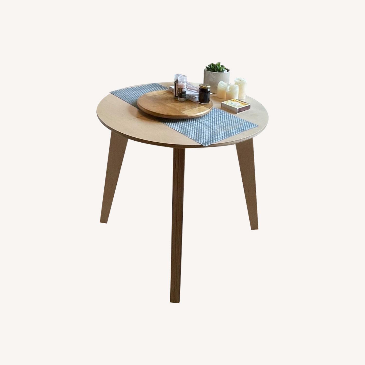 Inside Weather Round Wood Dining Table in Latte - AptDeco