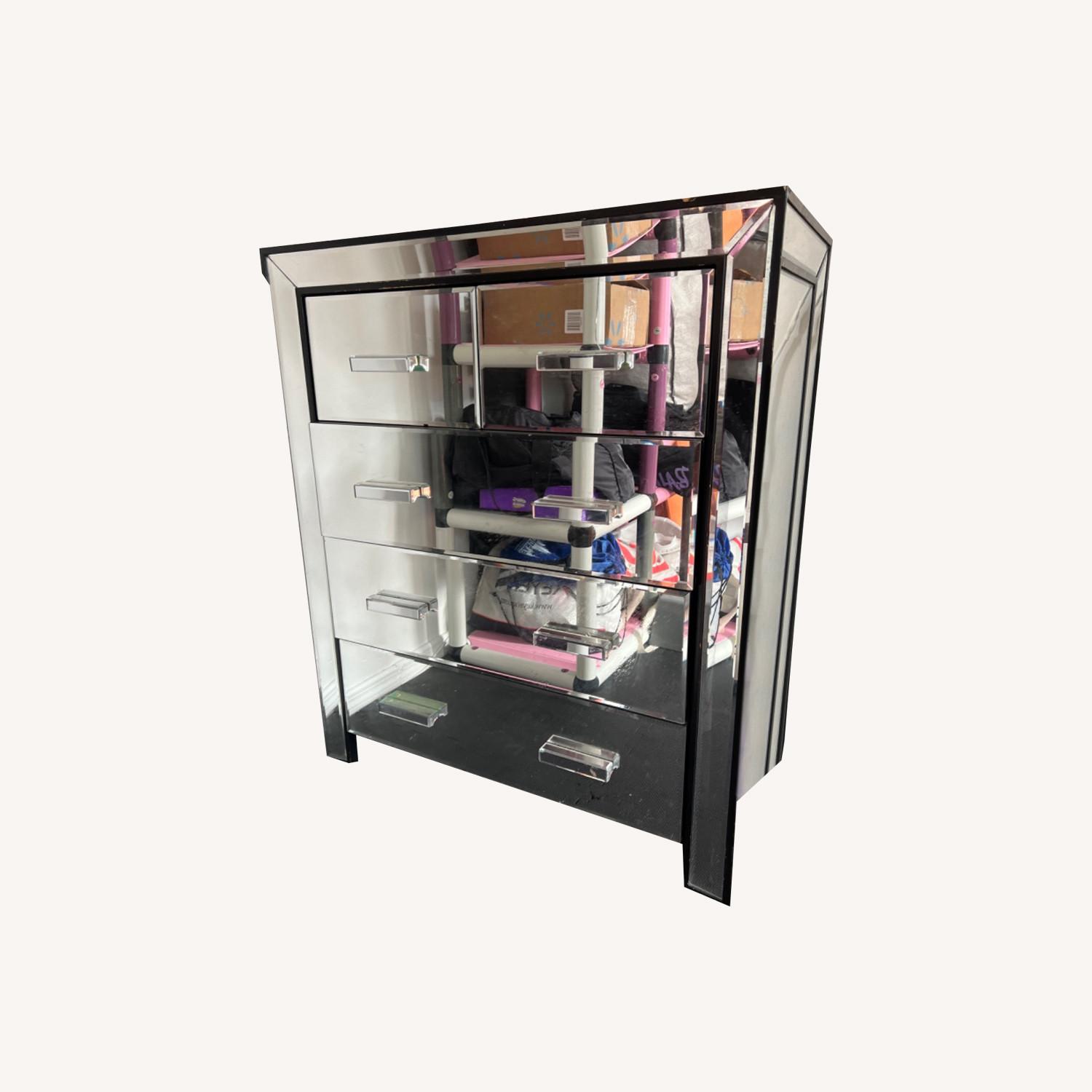 Modern mirror Dresser Chest with 5 storage Drawers - AptDeco