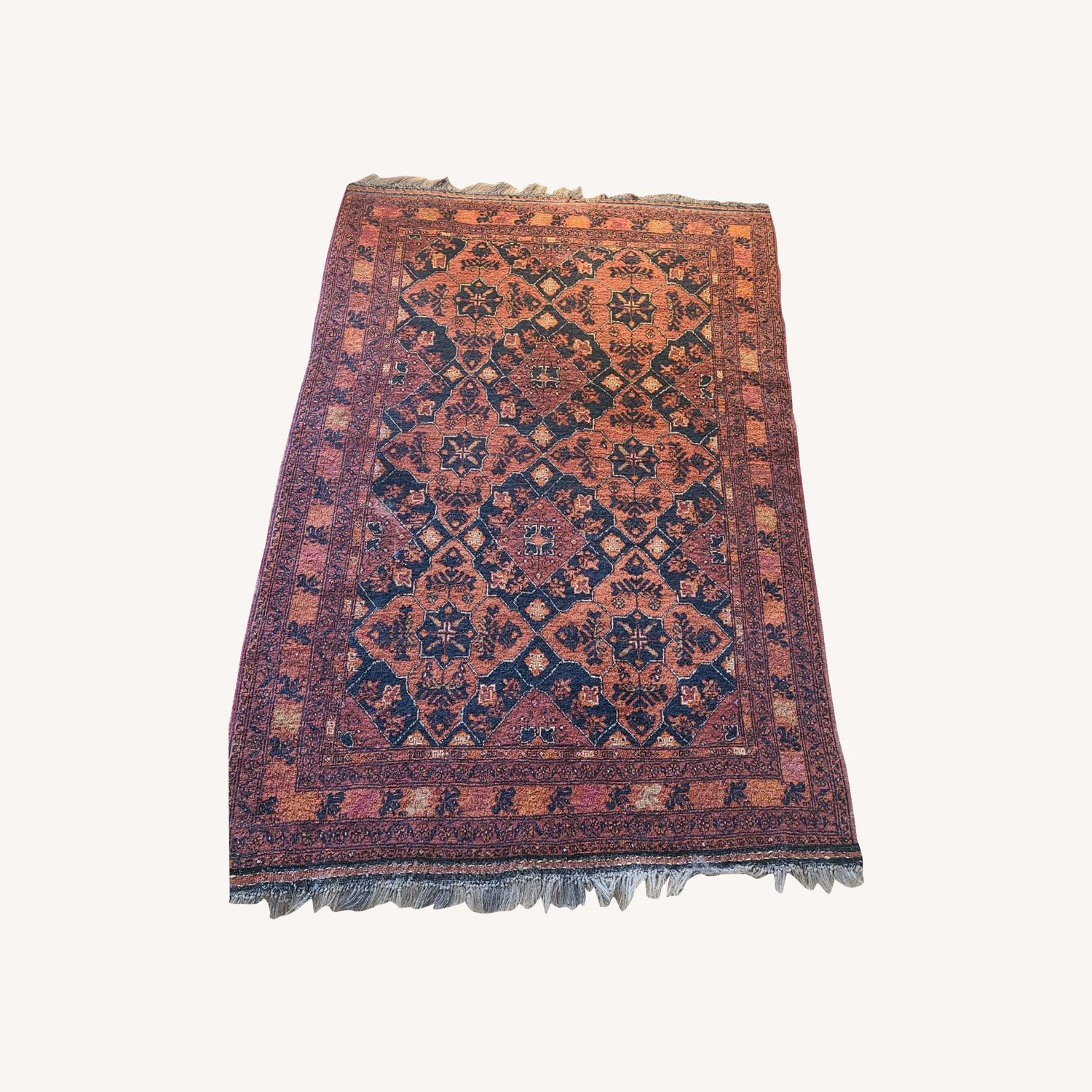 Rusty Orange Handwoven Afghan Rug - AptDeco