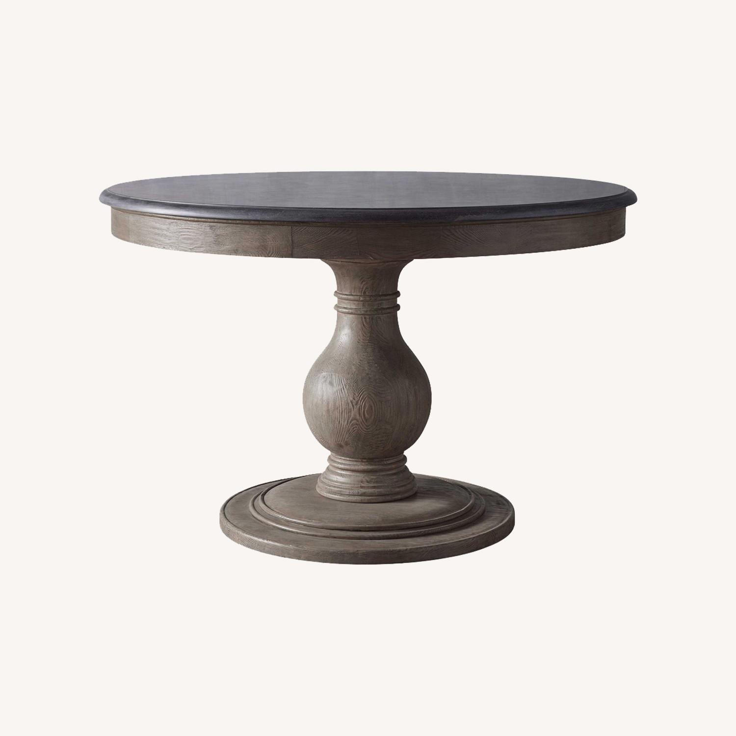Arhaus Luca Bluestone Round Pedestal Table - AptDeco