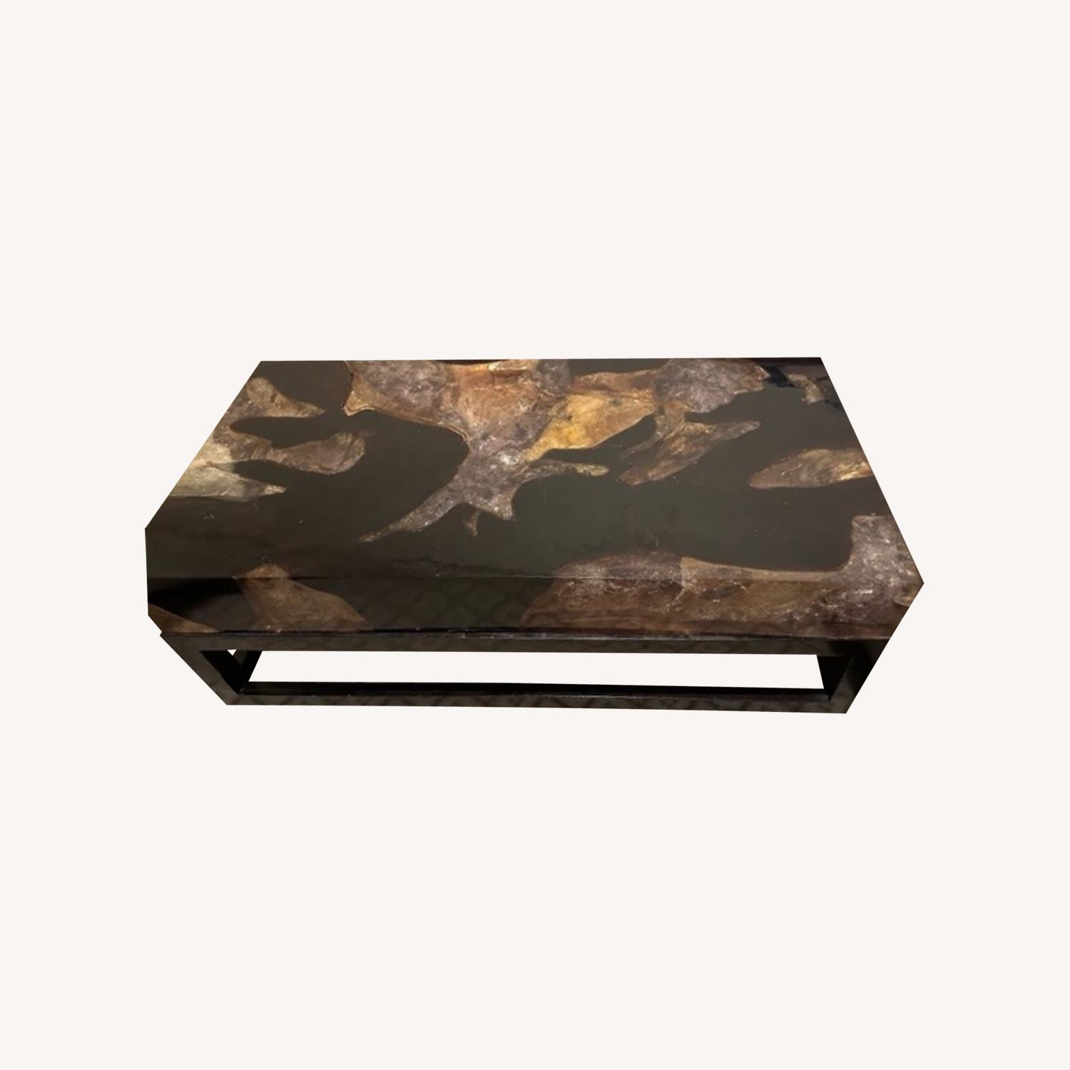 Chic Mahogany and Resin Coffee Table - AptDeco