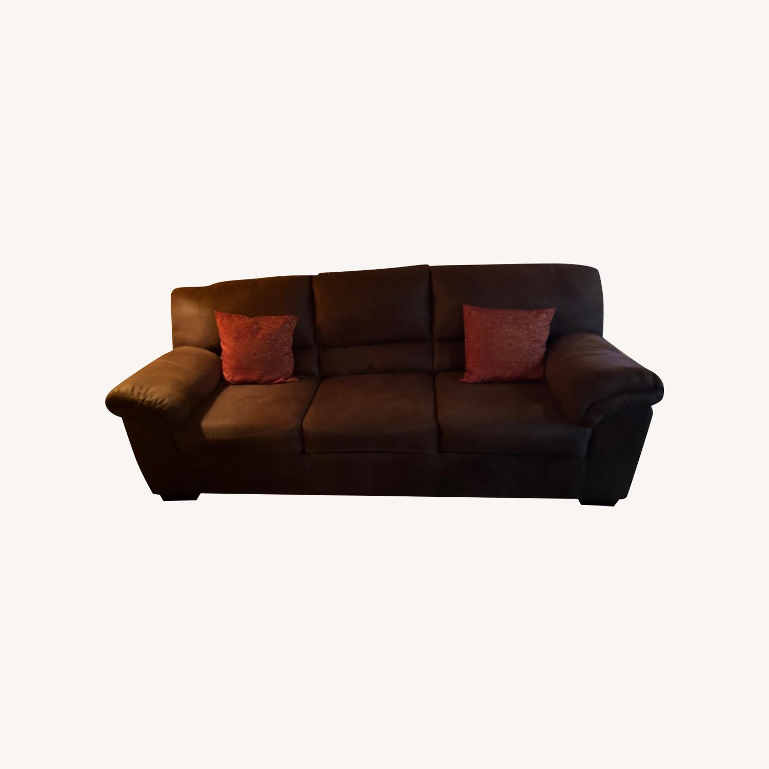 Dark brown microsuede sofa, like new! - AptDeco