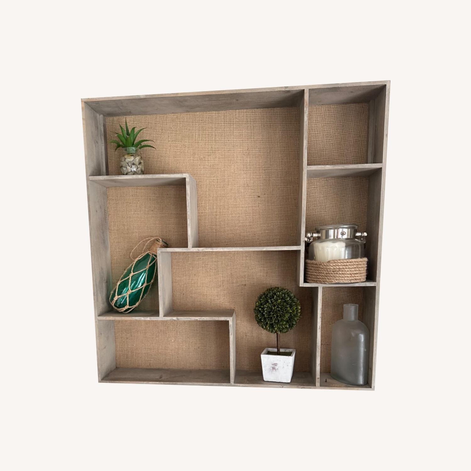 Burlap Wood Cube Shelf - AptDeco